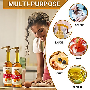 10 Pieces of Syrup Pumps - Syrup Pump Dispenser for Coffee Syrup Bottle - Fits 750ml Bottles for Coffee Syrups - Flavorings Bottles(Gold)