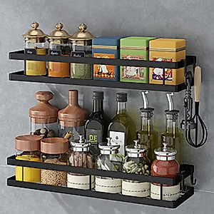 Yuthsona Spice Rack Organizer, Wall Mount Spice Rack Organizer for Spice Jars and Seasonings Organizer - Hanging Kitchen Spice Pantry Organization Storage Shelf for Cabinet, Cupboard or Pantry Door