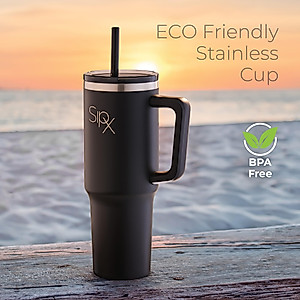 SIPX™ Insulated Tumbler With Lid And Straw, 40oz. Tumbler With Handle Keeps Cold 12 Hours, Water Bottle Thermos With Lid, BPA-Free Reusable Insulated Coffee Tumblers, Travel Mug Great For Beach Party