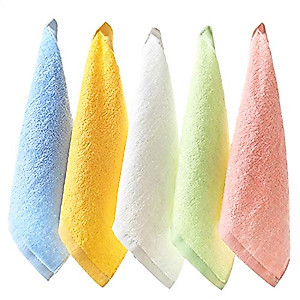 Tosnail 20 Pack 10" x 10" Ultra Soft Bamboo Fiber Baby Bath Washcloths and Towels - Assorted 5 Colors