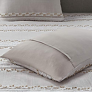 INK+IVY 100% Cotton Comforter Set Trendy Stripe Textured Design, Modern Down Alternative, All Season Cozy Bedding with Matching Shams, King/Cal King, Taupe Jacquard Stripes