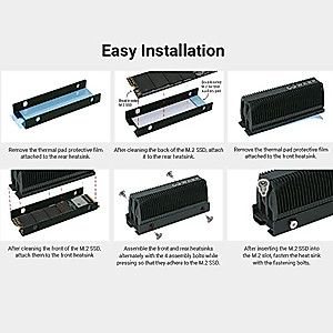 WIZMAX WARP Shield H, M.2 2280 SSD heatsink for Single and Double Side SSD, U-Type Copper Pipe with Thermal pad Heat Sink Computer PC PCIE M2 SSD Cooler,Black