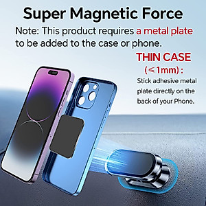 【2-Pack】 Magnetic Phone Holder for car, [ Super Strong Magnet][ with 4 Metal Plate ] iPhone Magnetic CarMount for Cell Phone, [ 360° Rotation ] Universal Dashboard Adhesive Car Magnetic Phone Mount