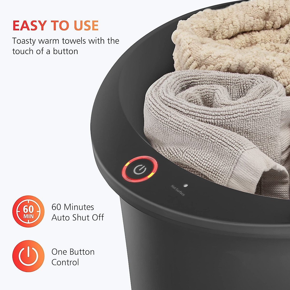 COMFIER Large Towel Warmer, Gifts for Her,Him, Towel Warmers for Bathroom,Hot Towel Warmer Bucket,Heat Towels in 10 Minutes, Blanket Warmers for Home,Auto Shut Off,Bathrobes,Baby Blanket(Black)