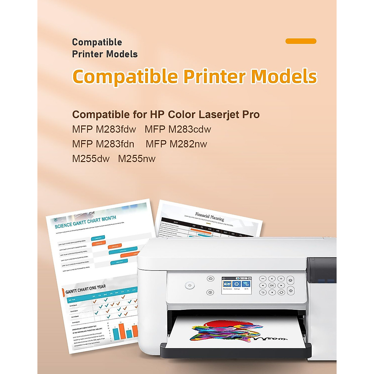 206X Toner Cartridges 4 Pack High Yield (with Chip) Compatible Replacement for HP 206X W2110X 206A W2110A Set Work with HP Color Laserjet Pro MFP M283fdw M283cdw M255dw M283 M255 Printer