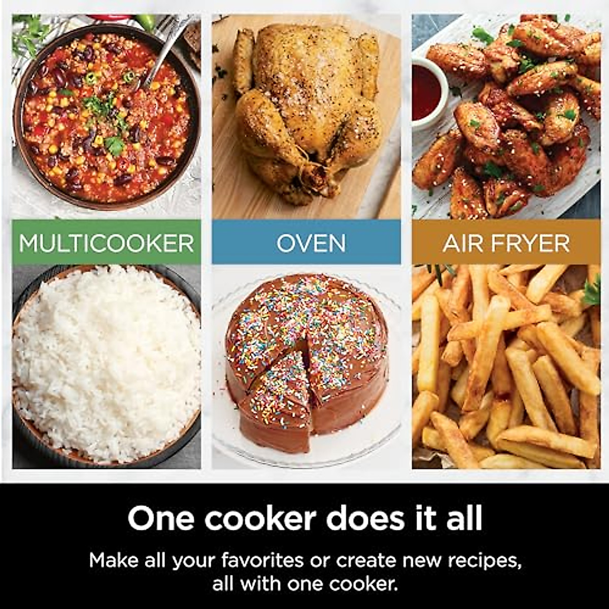 Ninja Combi All-in-One Multicooker, Oven, & Air Fryer, Complete Meals in 15 Mins, 14-in-1 Functions, Combi Cooker + Air Fry, Bake, Roast, Slow Cook and More, 3 Accessories, Stainless Steel, SFP701