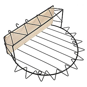 HEALLILY Floating Shelves with 5 Hooks Black Iron Wire Wall Decor Rustic Wall Shelf Rack Wall Mounted Hanging Storage Shelf for Bathroom Bedroom Kitchen Living Room Office