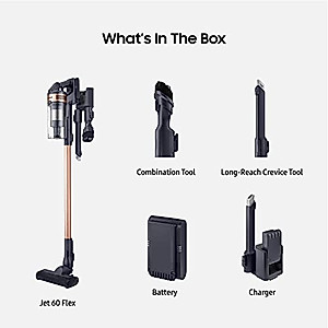 SAMSUNG Jet 60 Flex Cordless Stick Vacuum Cleaner, Lightweight, Portable w/ Removable Battery, Powerful Household Cleaning for Hardwood Floors, Tile, Carpets, Area Rugs, VS15A6031R7, Rose Gold