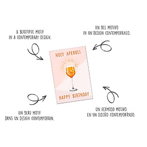 Edition Seidel Premium Birthday Card with Envelope. Greeting Happy Birthday for him or her Female Friend Wife Girlfriend Drink Aperol Orange Holy Aperoli (G3566 SW024), neutral