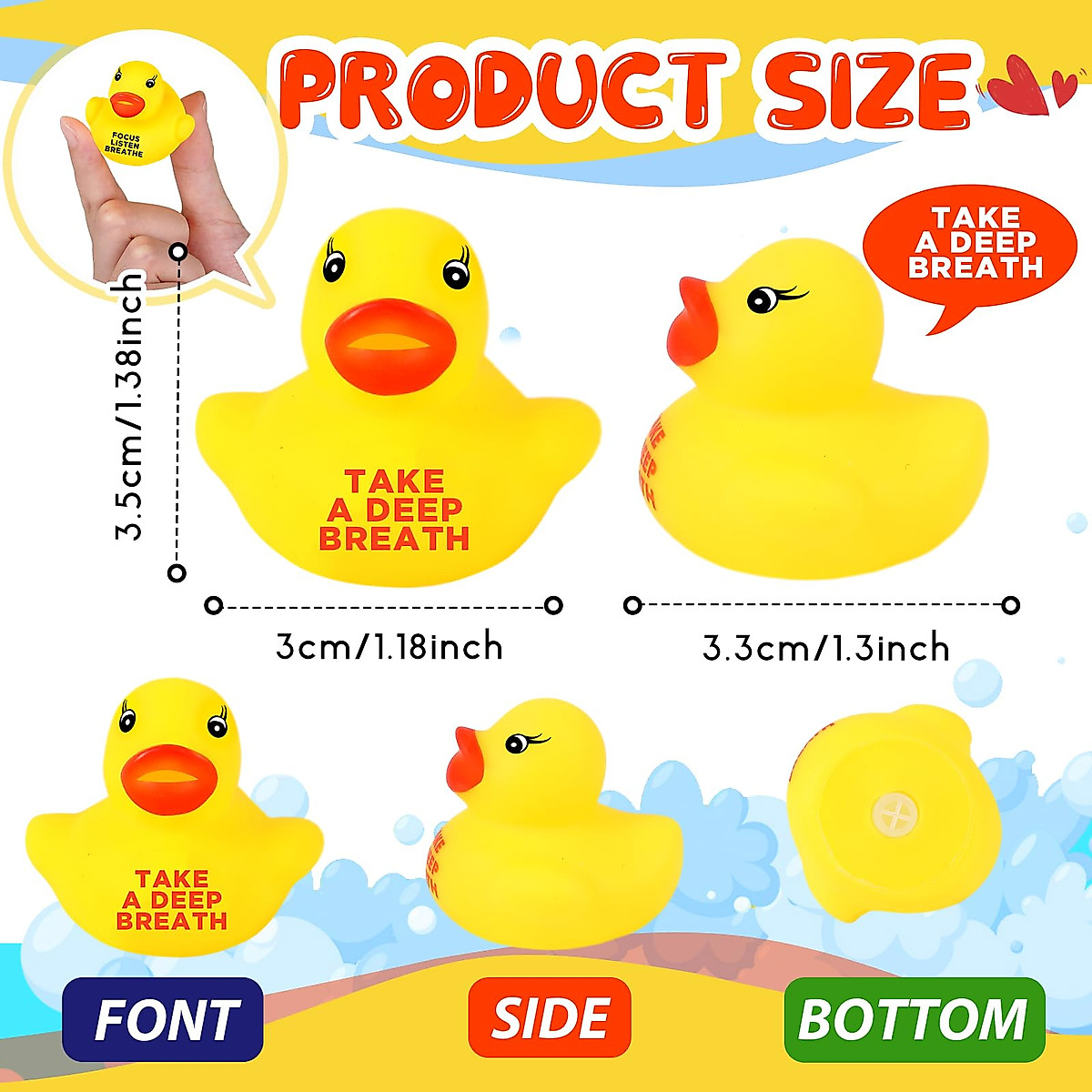 Lenwen Rubber Duck Bath Toy Inspirational Gift Motivational Rubber Ducks Thank You Gifts Inspirational Party Favors Baby Shower Decorations Birthday Party Favors(60 Pcs,1.3 Inch)