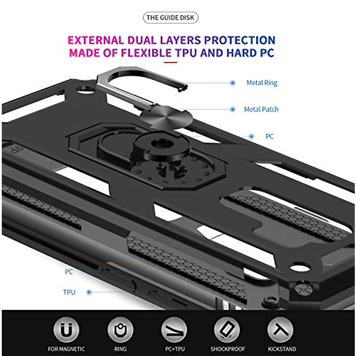 LeYi for Samsung Galaxy S9 Plus Case, Galaxy S9+ Case with [2 Pack] 3D Curved Screen Protector, [Military-Grade] Magnetic Ring Stand Protective Phone Case for Galaxy S9 Plus [NOT FIT S9], Black