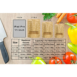 100PCS Stand Up Pouches with Window, Kraft Ziplock Pouch bags, 7"x 10.2", Reusable Stand Up Bags, Resealable & Heat Sealable Odor Free Food Storage Bag, Packaging for Small Business & Home Use [LEAF]