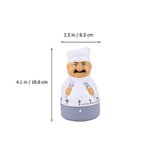 FRCOLOR Kitchen Timer, Cooking Timer 60 Minutes Manual Timer Chef Shaped Loud Alarm Clock Reminder Counter for Kitchen White