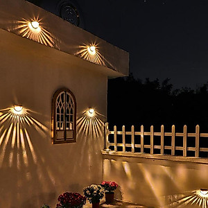 ZHUANYIYI 2 Pieces, Outdoor Solar Light and Shadow Wall Lamp, Garden Fence Step Pavement Waterproof Lighting, Home Garden Landscape Decoration Lamp