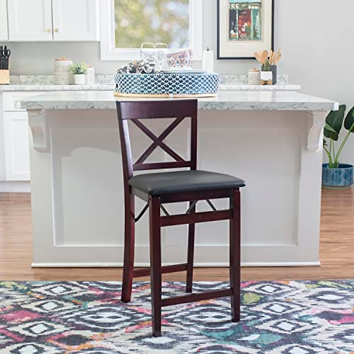 Linon Triena X Back Folding Counter Stool, Brown
