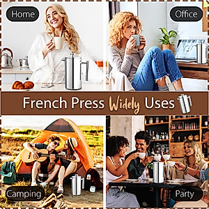 34oz French Press Coffee Maker, 1000ml Stainless Steel Double Insulated Cafetiere 8 Cup Espresso Coffee Press, Portable Coffee Plunger Pot for Home, Office, Camping