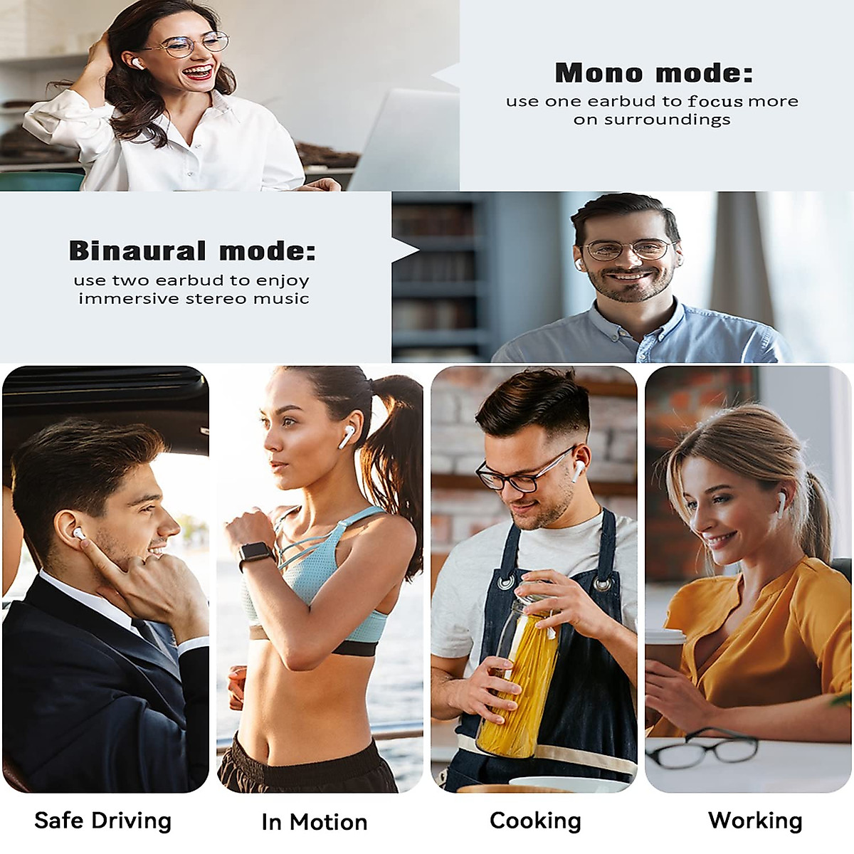 Wireless Earbuds, 30Hrs Playtime Bluetooth Earbuds Built in Noise Cancellation Mic with Charging Case, Headphones with Stereo Sound, IP67 Waterproof Ear Buds Touch Control Smart Pop-up Auto Pairing