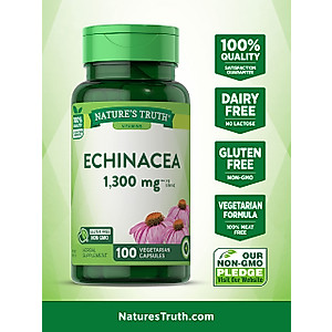 Echinacea Extract Capsules | 1300mg | 100 Count | Non-GMO & Gluten Free | by Nature's Truth