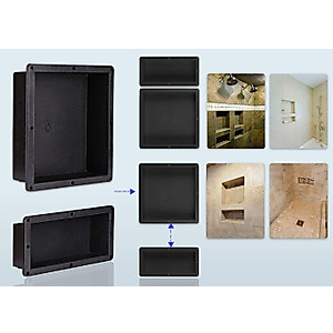 Zigzag Easy Installation Waterproof Double Recessed Shower Shelves Niche, ABS Plastics Bathroom Shower Niche 16 × 24 Inches for Shampoo, Soap and Foot Rest