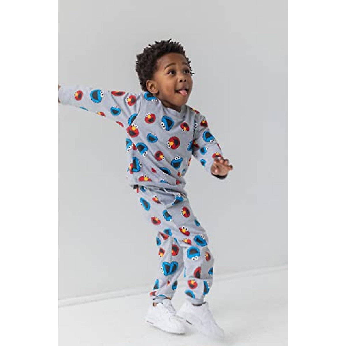 Sesame Street Cookie Monster Elmo Toddler Boys French Terry Sweatshirt and Pants Set Grey 3T
