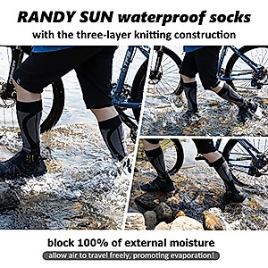 RANDY SUN Waterproof Winter Cycling Warm Socks, [SGS Certified] Unisex High Performance Fashion Fishing Gift for Men Sports Socks Grey&Black S 1 Pair