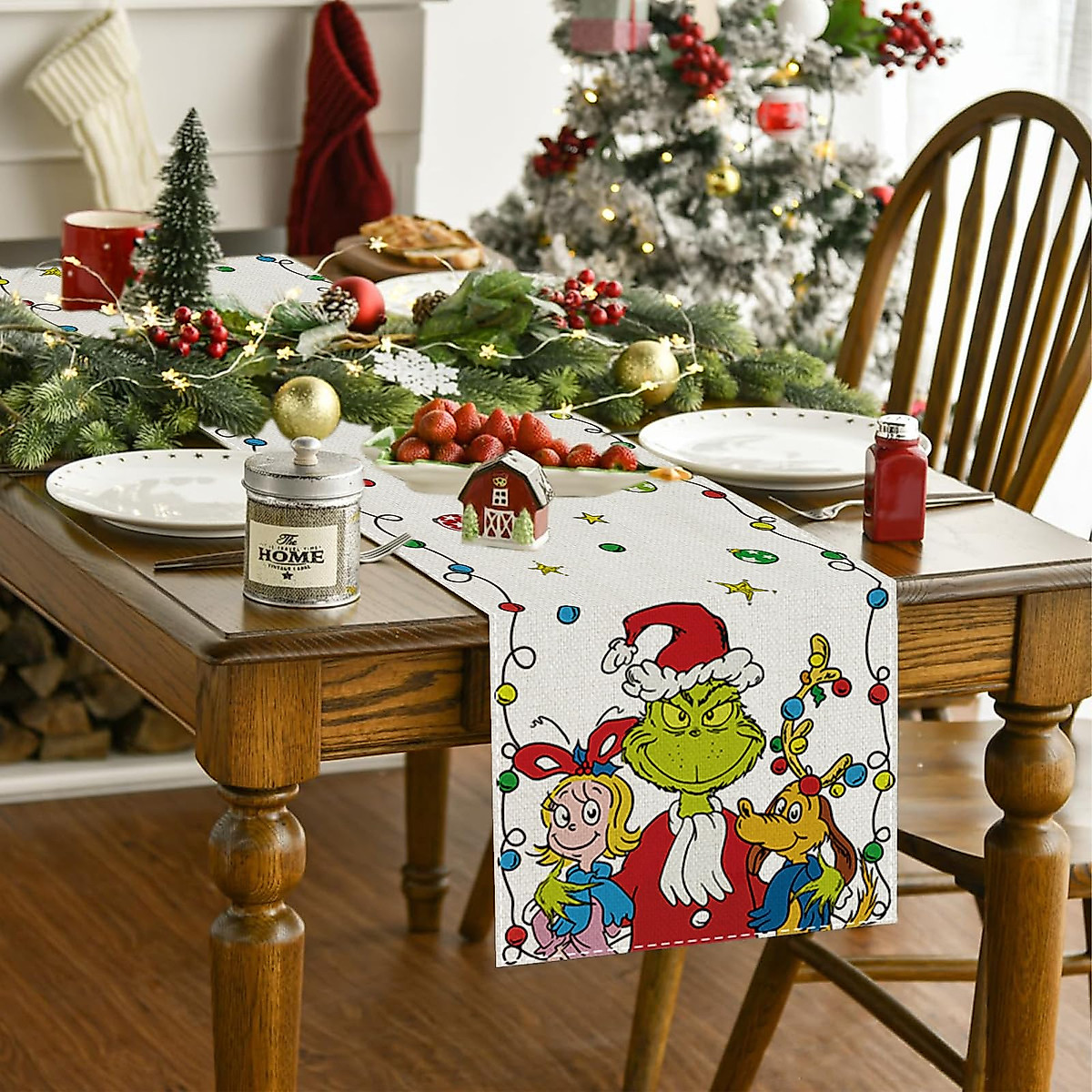 Christmas Table Runner Christmas Table Runner Christmas Tablecover New Year Winter Xmas Decor Green Elf Christmas Decorations for Home Party Table
