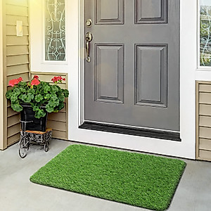 LINLA Artificial Grass Door Mat, 32x20 inches Outdoor Rug Synthetic Fake Dog Grass Mat Turf Waterproof Durable Doormat for Indoor Entryway, Outside Patio, Lawn, Garden