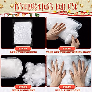 Christmas Fake Snow Decoration Glitter Artificial Snow Fluffy Snow Fiber Cotton Decor Indoor White Soft Christmas Snow for Christmas Mantle Village Nativity Set Holiday Winter Decor (17.63 Oz)