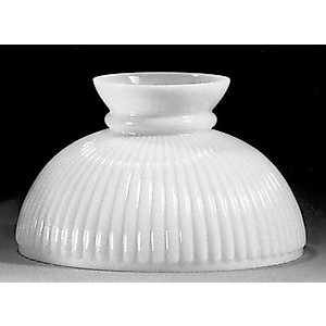 B&P Lamp® 10" Cased White Glass Ribbed Student Lamp Shade with Plain Top