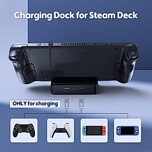 Charging Dock for Steam Deck Stand, NEWENMO Non-slip Base Station for Steam Deck Dock, 3-in-1 ONLY Charging Portable for Steam Deck Accessories, Stand for Valve Steam Deck Handheld for Gaming