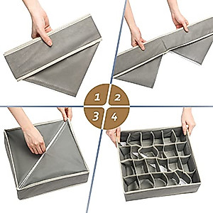 16 Pieces Closet Underwear Organizer Drawer Divider Foldable Bra Organizers Cabinet Clothes Socks Drawer Organizer Storage Box Baskets for Underwear, Bras, Socks, Ties and Towels