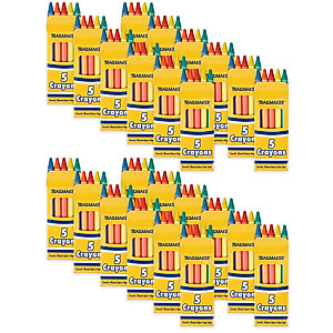 Trail maker Wholesale Bright Wax Coloring Crayons in Bulk 24 Pack, 5 Per Box in Assorted Bundle Art Sets (24 Pack)