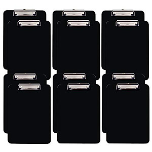 Black Plastic Clipboards, 12 Pack, Durable, 12.5 x 9 Inch, Low Profile Clip, by Better Office Products, Black, Set of 12