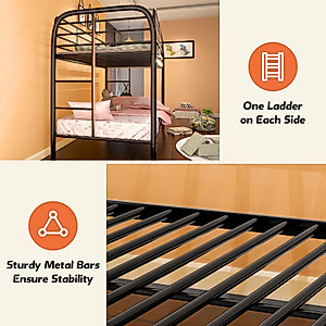 SUXXAN Twin-Over-Twin Bunk Bed with Safety Rail and Ladder,Sturdy Heavy Duty Metal Bunk Bed with Space-Saving Design,Teens & Adults/No Box Spring Needed
