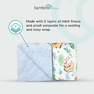 Newborn Blankets for Boys Warm Sherpa Blanket Light Blue, 30"x40" Mink Cozy Soft Baby Blankets Baby Shower Gifts - Newborn Essentials Must Haves-Machine and Dryer Safe, Baby Gifts by BAMBINO CREATIONS