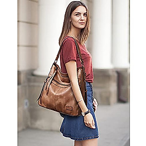 KEEPOP Hobo Handbags for Women Large Designer Shoulder Bag PU Leather Crossbody Bag Work Shopper Purse Top-Handle Bag Satchel