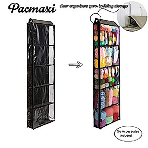 Hanging Yarn Storage Knitting Organizer Storage with 5 Compartments, Clear Wall Display Bulk Yarn Organizer for Knitting Needles, Crochet Hooks(Large Size) (Dark Grey)