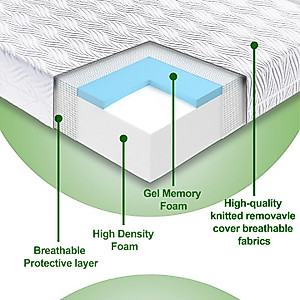 PMIXO Gel Memory Foam Mattress in a Box,Medium-Firm Queen Size Mattress 8 Inch with CertiPUR-US Certified,Medium-Plush,No Formaldehyde and Fiberglass Free