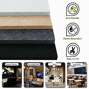 TroyStudio Thickened Acoustic Panels, 16 x 12 x 0.5 Inches Pack of 6 Felt Wall Decor Tiles Sound Absorbing Board, Noise Reverb Echo Dampening Soundproof Padding for Door Music Recording Home Studio