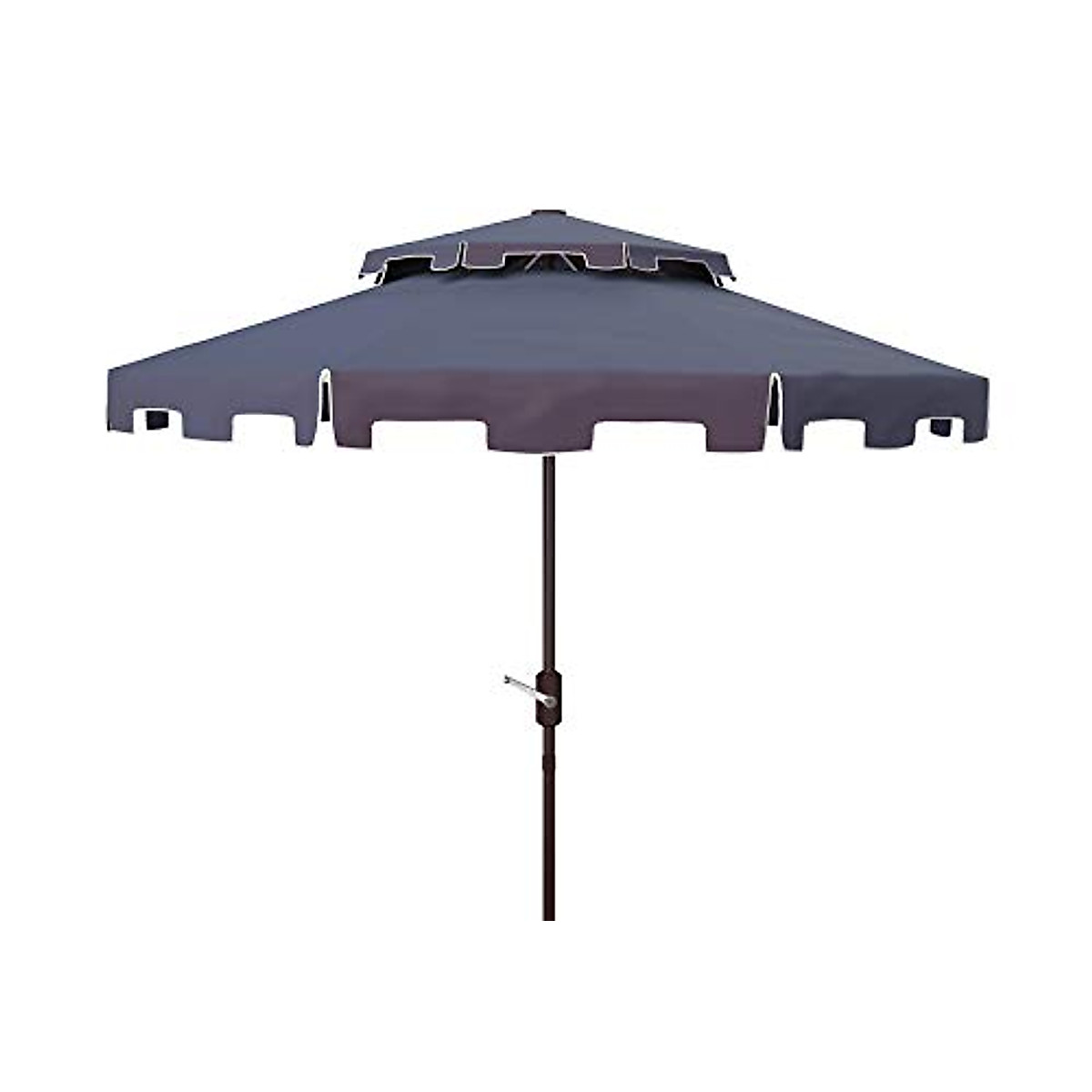Safavieh PAT8200A Outdoor Zimmerman Navy and White 9-Foot Double Top Market UV Protected Umbrella