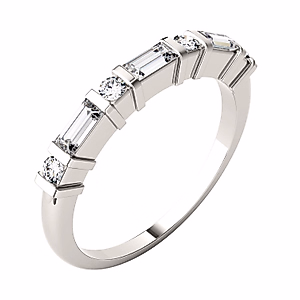 14K White Gold Moissanite by Charles & Colvard 4x2mm Step Cut Baguette Wedding Band-size 5 0.47cttw DEW