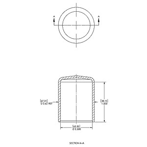 Caplugs 99394173 Plastic Round Cap VC-2500-24, Vinyl, Cap ID 2.500" Length 1.500", Black (Pack of 10)