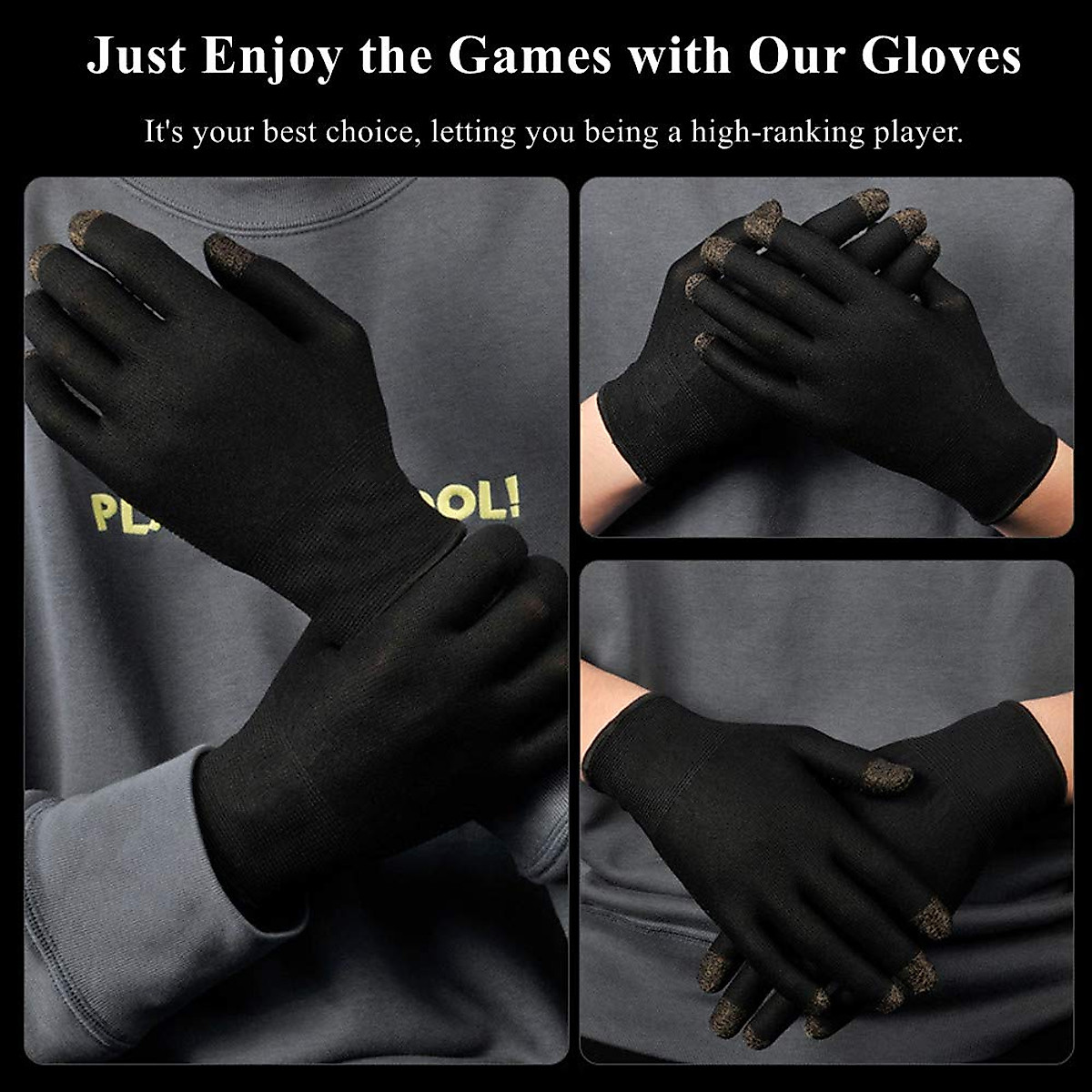 Rakizbe Gaming Gloves for Touchscreen, High-Sensitive Anti-Sweat Breathable Seamless Game Gloves for PUBG Mobile/Knives Out/Rules of Survival