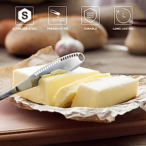 CONPCONP Butter Spreader, Stainless Steel Butter Spreader, 3 in 1 Kitchen Knife Gadgets Curler Slicer Spreader with Serrated Edge for Cutting and Spreading Butter Cheese Jam