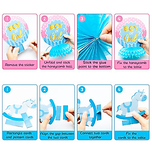 OSNIE 12 Pcs Baby Gender Reveal Honeycomb Centerpieces Table Toppers Blue and Pink Gender Reveal Party Decorations Supplies for Unisex He or She Boy or Girl Baby Shower Pregnancy Announcements Decor