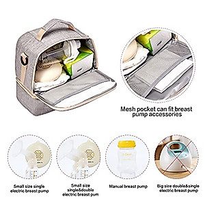 Breast Pump Bag Cooler Compartment for Breast Pump - Cooler and Moistureproof Bag Double Layer for Mother Breast Milk Pump Lunch Bag Outdoor Working (Grey)