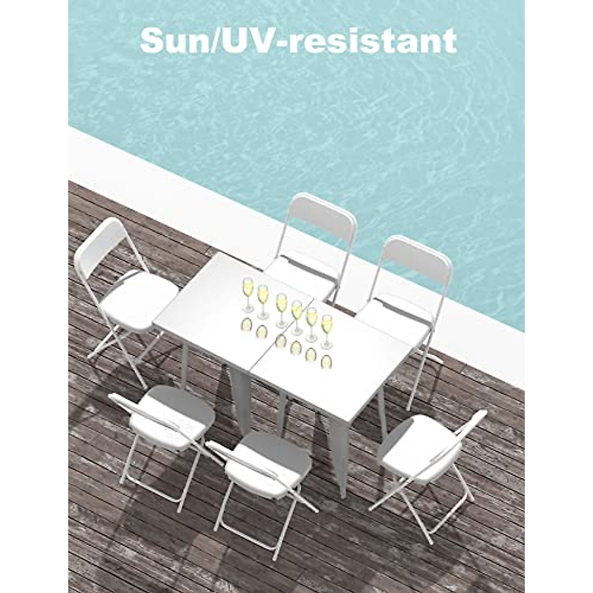 Nazhura Foldable Folding Chairs Plastic Outdoor/Indoor 650LB Weight Limit (White, 4 Pack)