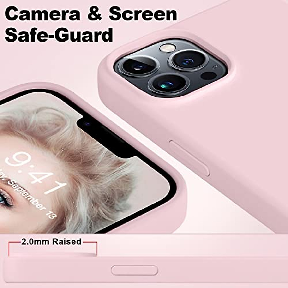 LOVE 3000 Designed for iPhone 13 Pro Max Case, Silicone-Shockproof-Protective Phone Case for iPhone 13 Pro Max 6.7 inch, Pink Sand
