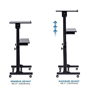 Mount-It! Mobile Stand Up Desk, Portable Podium and Presentation Lectern Height-Adjustable Multi-Purpose Standing Workstation,Black.