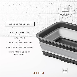 BINO Collapsible Wash Basin - Grey | Portable Dish Tub | Kitchen | Camping | Sink | Home Essentials | Baby Travel | Folding Dish Pan for Maximum Space Saving